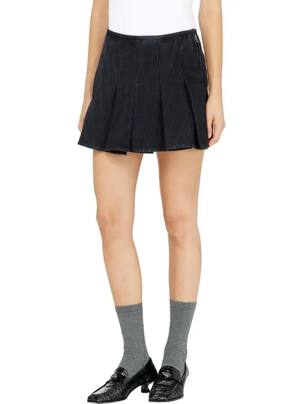 DIESEL® Pinstriped Pleated Denim Skort - Black
