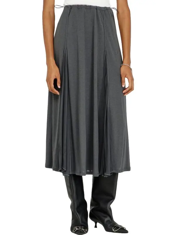 DIESEL® Ribbed Jersey And Chiffon Midi Skirt - Grey