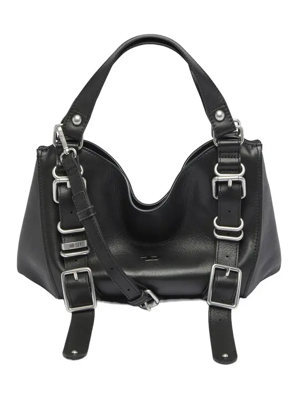 DIESEL® D-one-small Top-handle Bag In Treated Leather - Black