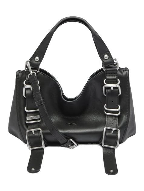 DIESEL® D-one Small Top-handle Bag In Treated Leather - Black