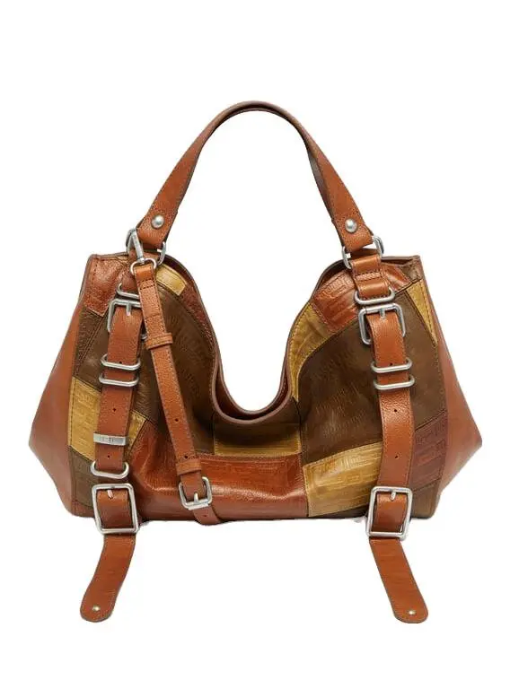 DIESEL® D-one Medium Patchwork Leather Top Handle Bag - Brown