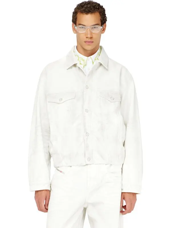 DIESEL® Elasticated Trucker Jacket In Denim - White