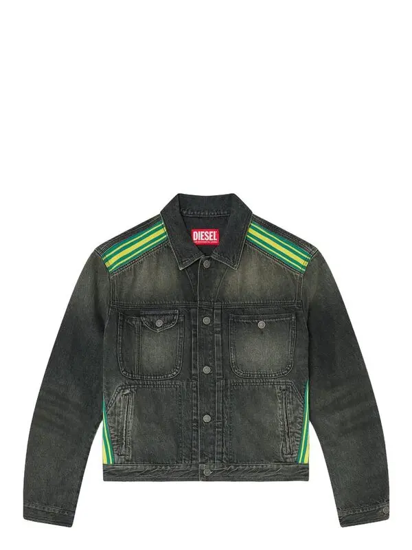 DIESEL® Striped Shoulder Band Trucker Jacket - Grey