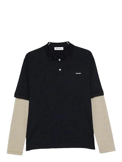 Miu Miu Jersey Layers Polo Shirt - Blu/oliva
