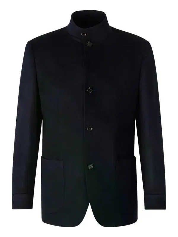 LARDINI Mandarin Collar Cashmere Jacket - Blue
