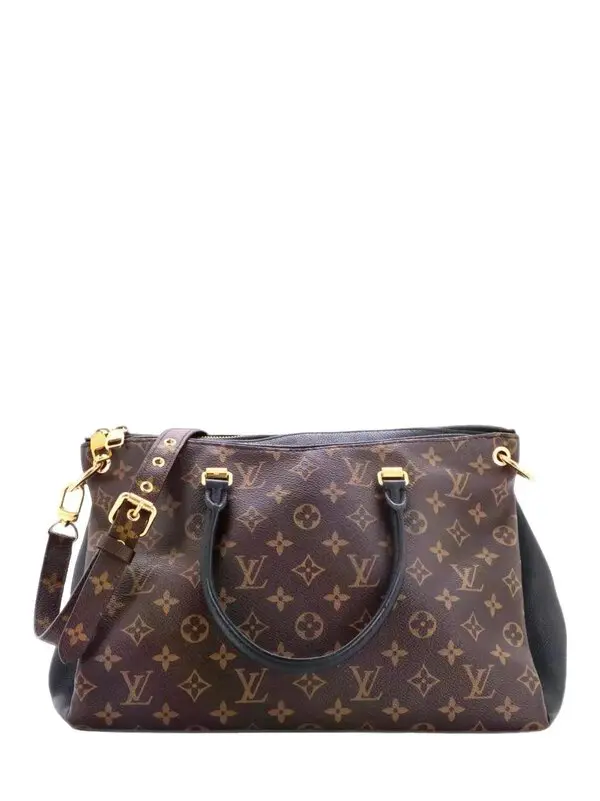 LOUIS VUITTON Pallas Tote Monogram Canvas Leather Shoulder Bag - Black