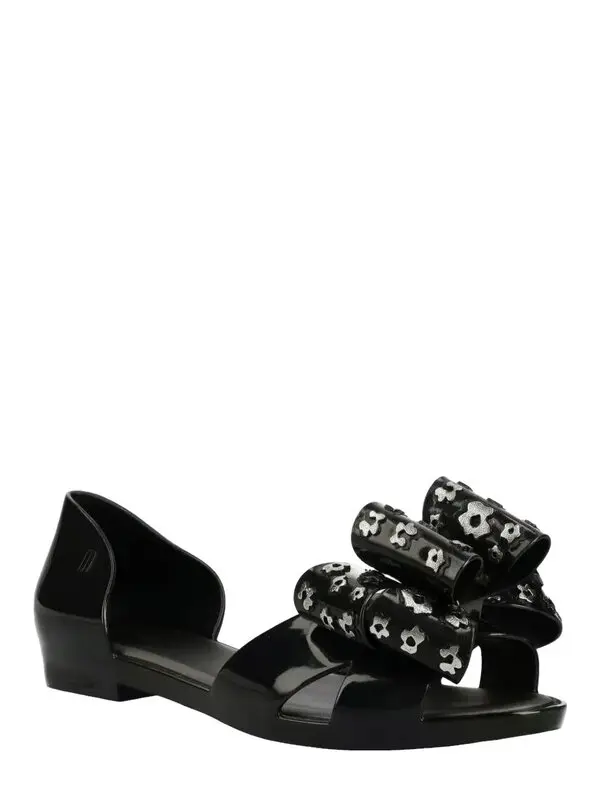 Melissa Floral-print Bow Detail Sandals - Black