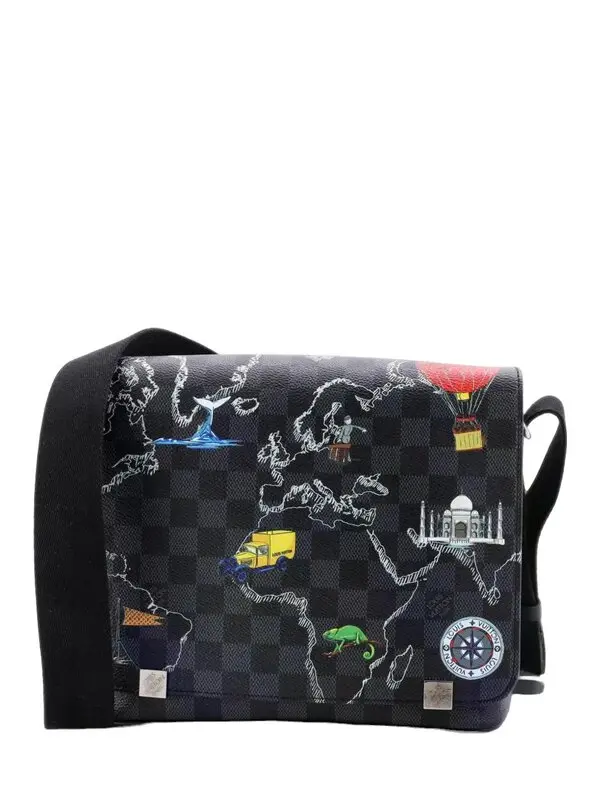 LOUIS VUITTON District Nm Messenger Bag Limited Edition Renaissance Map Damier Graphite Pm Crossbody Bag - Black
