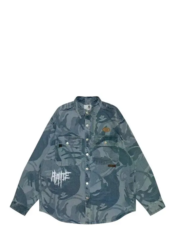 AAPE BY *A BATHING APE Moonface Camo-print Shirt - Blue