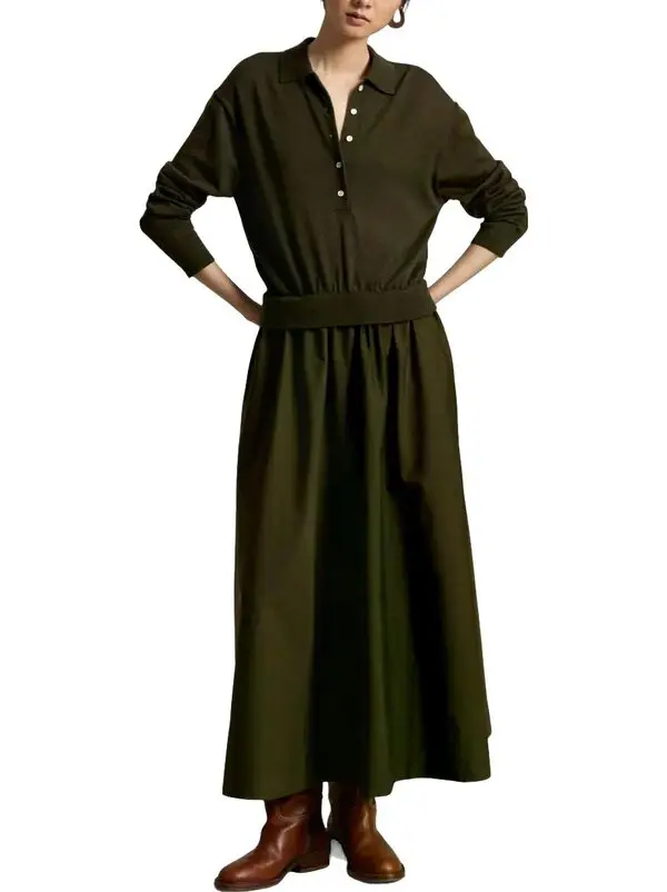 Polo Ralph Lauren Long Sleeve A-line Polo Dress - Green