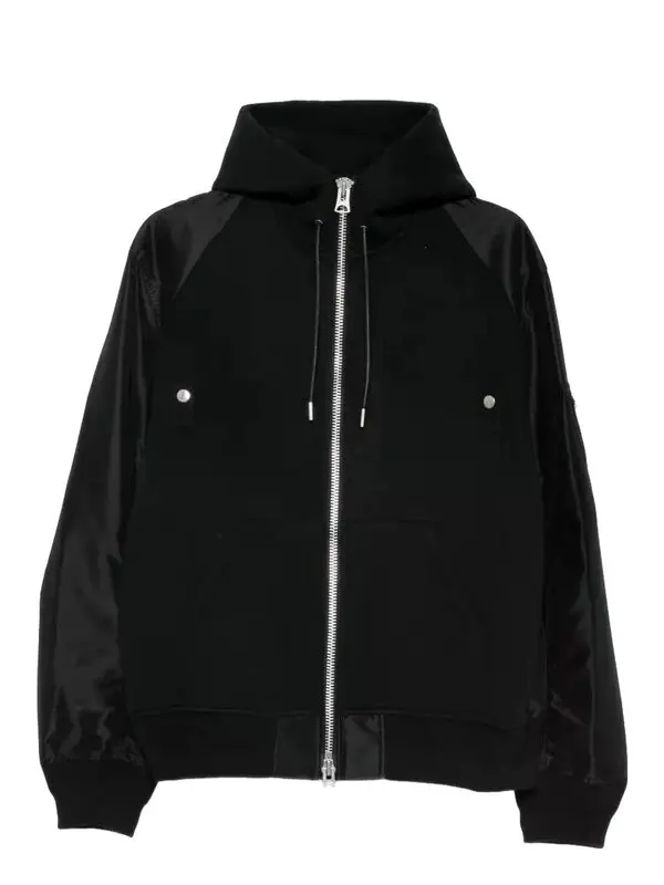 Sacai Hybrid Panelled Lightweight Zip-up Jacket - Black
