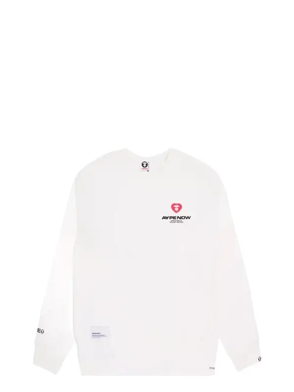 AAPE BY *A BATHING APE Moonface Heart-patch Sweatshirt - Neutrals