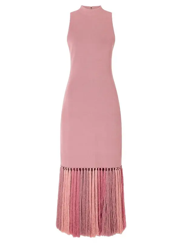 Aje Sofyr Midi Dress With Fringed Hem - Pink