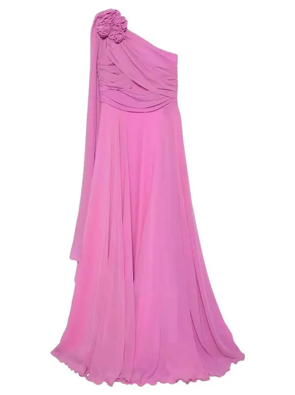 ALESSANDRO LEGORA One-shoulder Floral Appliqué Maxi Dress - Pink
