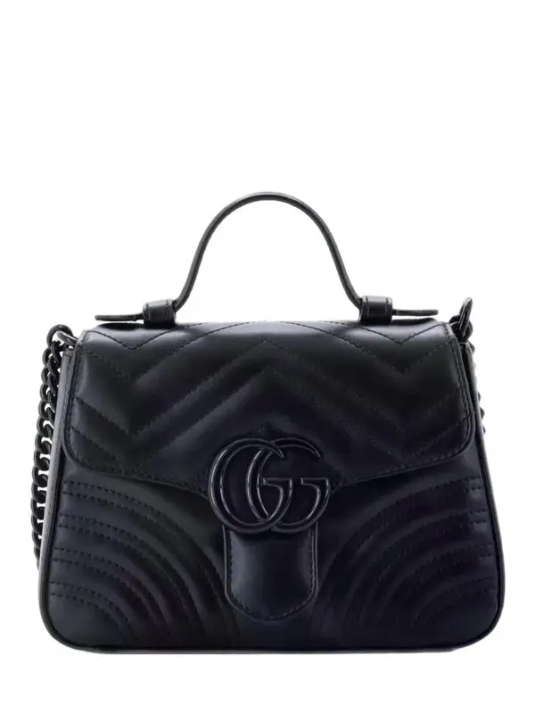 Gucci Gg Marmont Monochrome Matelassé Leather Mini Satchel - Black