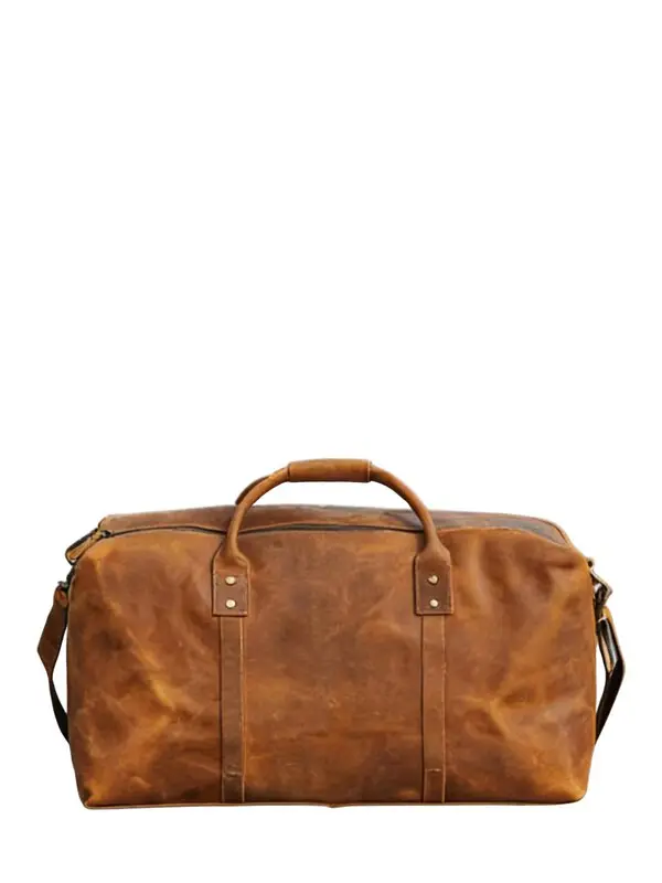 TOURI Genuine Leather Travel Bag - Brown
