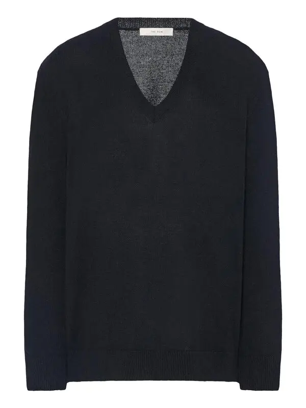 THE ROW Phora V-neck Cashmere Sweater - Black