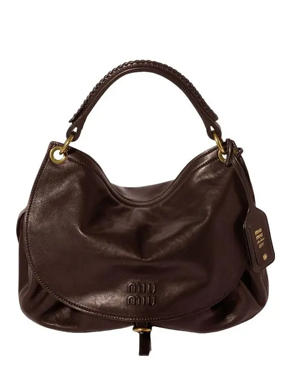 Miu Miu Rendez-vous Leather Hobo Shoulder Bag - Brown
