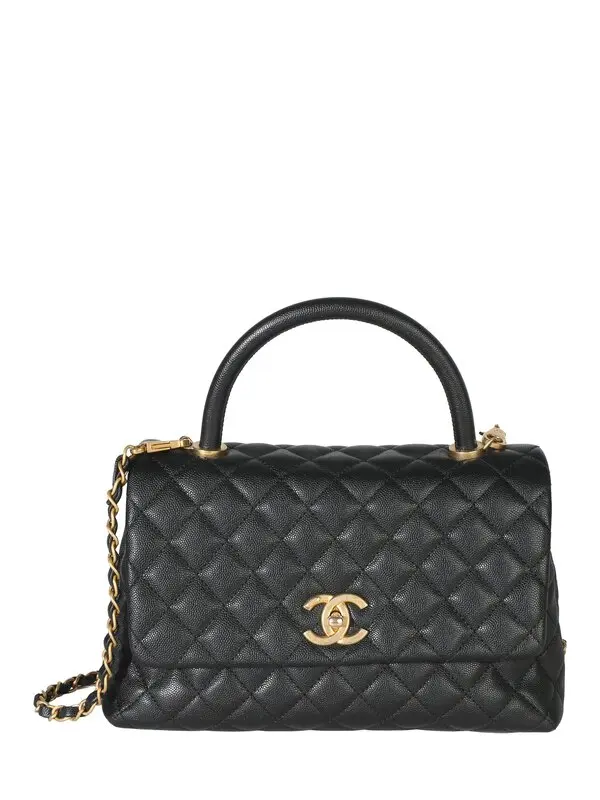 Chanel Quilted Caviar Coco Top Handle Bag - Black