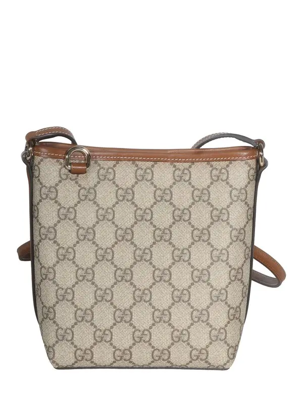 Gucci Gg Supreme Monogram Emblem Nano Bucket Bag - Beige