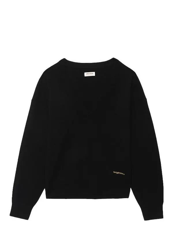 Zadig&Voltaire Soulu V-neck Wool Cashmere Sweater - Black