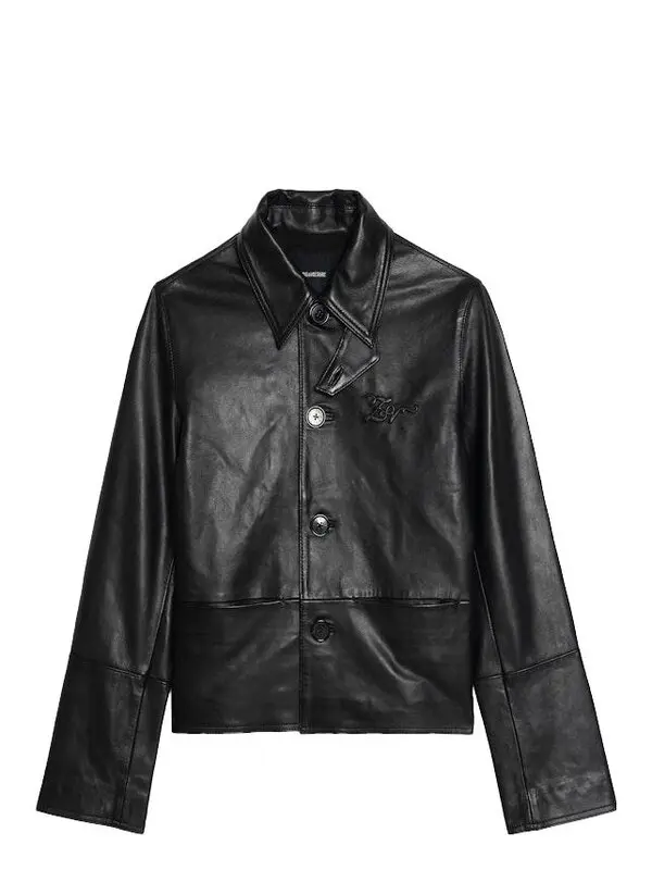 Zadig&Voltaire Lessa Cropped Leather Jacket - Black