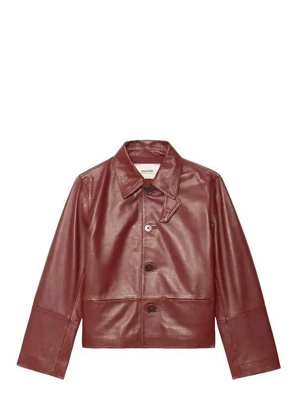 Zadig&Voltaire Lessa Cropped Leather Jacket - Cherry