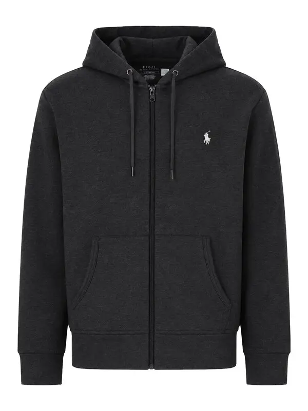 Polo Ralph Lauren Zip Up Hoodie With Embroidered Logo - Grey