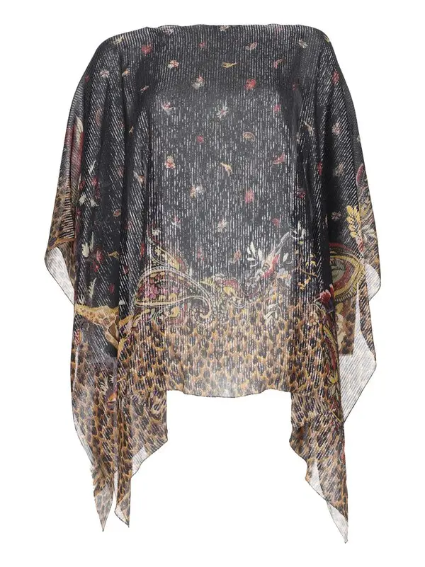Etro Printed Cape Effect Poncho Top - Multicolour