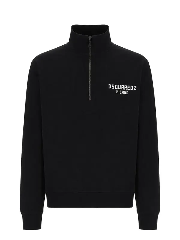 Dsquared2 Felpa Con Zip Corta - Black