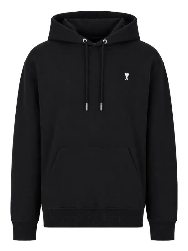 AMI Paris Felpa Con Logo E Cappuccio - Black