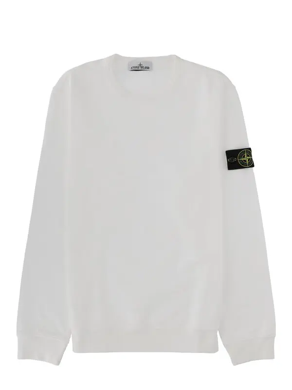 Stone Island Crewneck Sweatshirt With Logo Patch - White