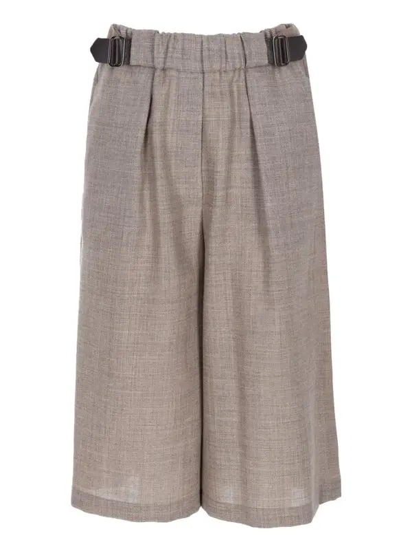 ALYSI Alesi Linen & Wool Blend Culottes - Beige