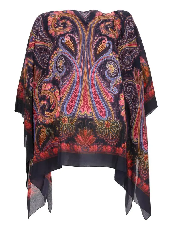 Etro Paisley Print Poncho Top - Multicolour
