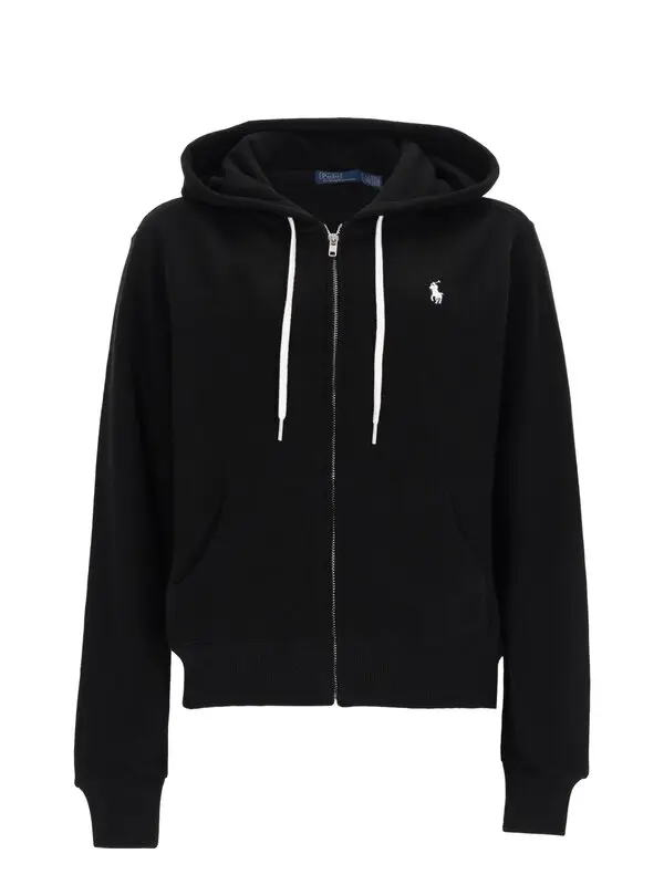 Polo Ralph Lauren Zip Up Hoodie With Logo - Black