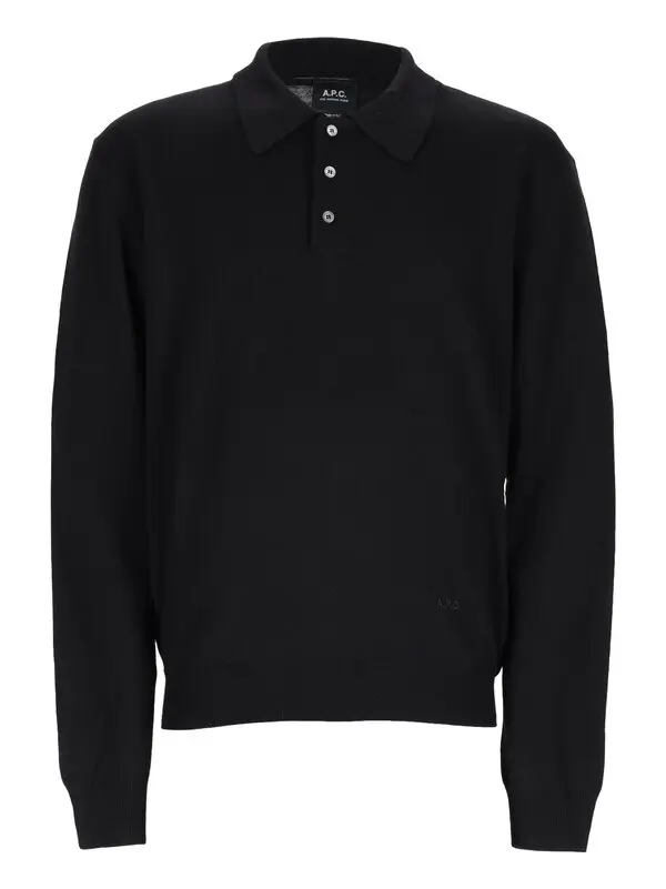 A.p.c. Polo "riou" In Maglia - Black