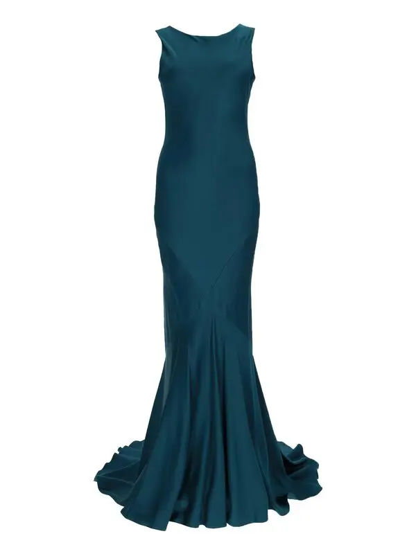 Max Mara Long Envers Satin Dress - Green
