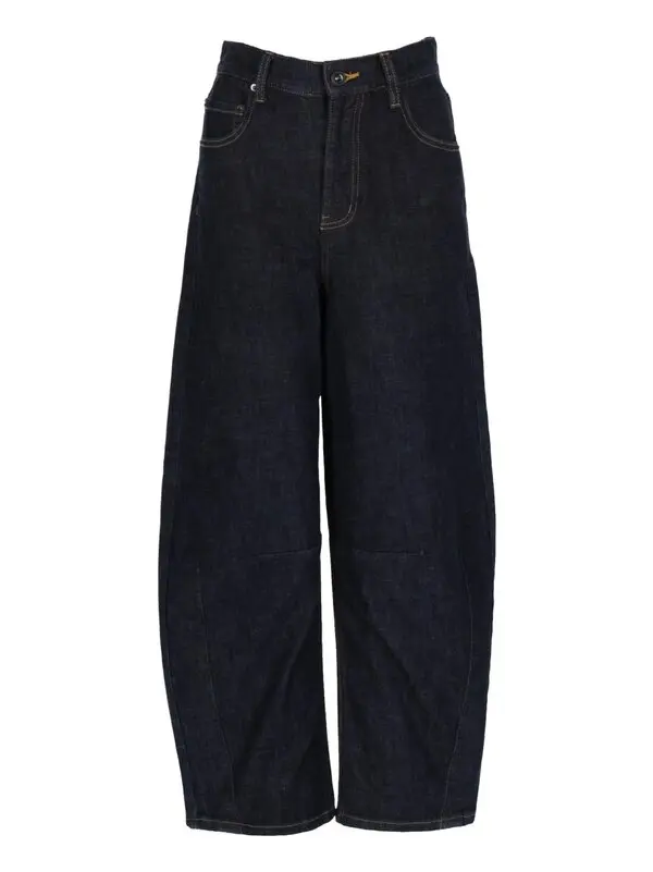 SELF-PORTRAIT Straight Leg Cotton Denim Jeans - Blue