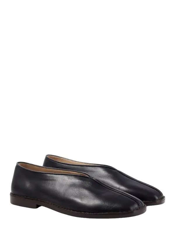 LEMAIRE Leather Slip-on Shoes With Topstitching - Black