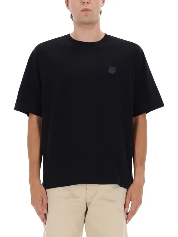 Maison Kitsuné Oversize T-shirt With Volpe Patch - Black