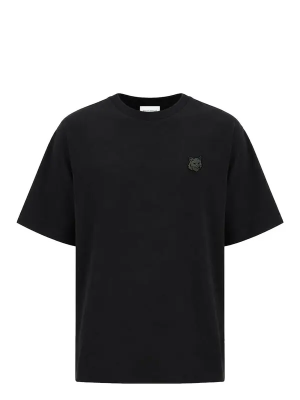 Maison Kitsuné Oversize T-shirt With Volpe Patch - Black