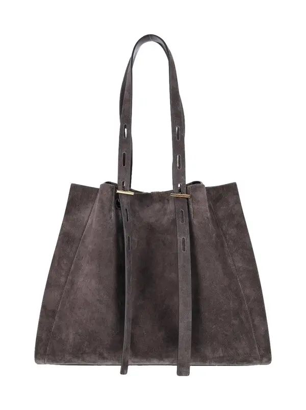 MINOBOSSI Suede Tote Bag With Elongated Straps - Brown