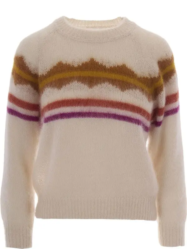 MARANT ETOILE Striped Mohair-blend Crewneck Sweater - Ecru