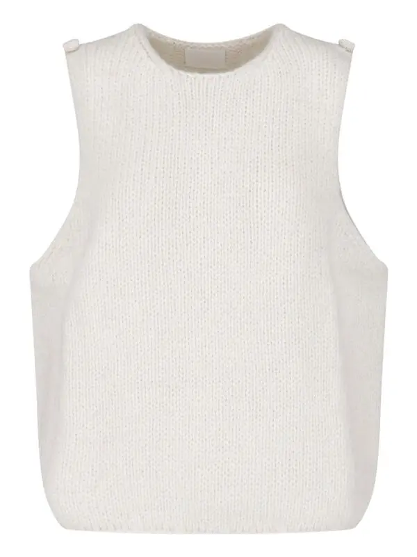 PAMPA THE BRAND Sleeveless Knit Sweater Vest - White