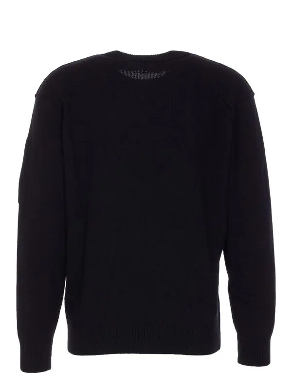 C.P. COMPANY Wool Blend Crewneck Sweater With Goggle Logo - Black