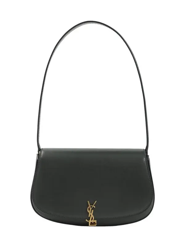 Saint Laurent Half-moon Shoulder Handbag In Lambskin - Green