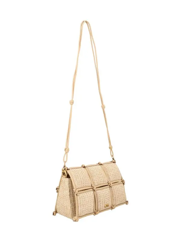 Cult Gaia Structured Woven Crossbody Bag - Beige