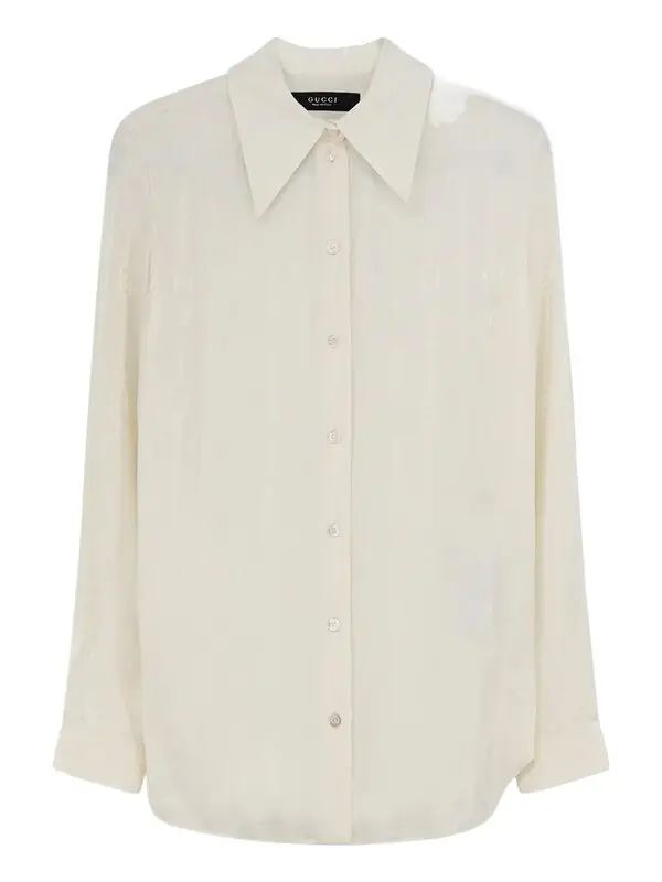 Gucci Silk Button-front Shirt With Pointed Collar - Bianco