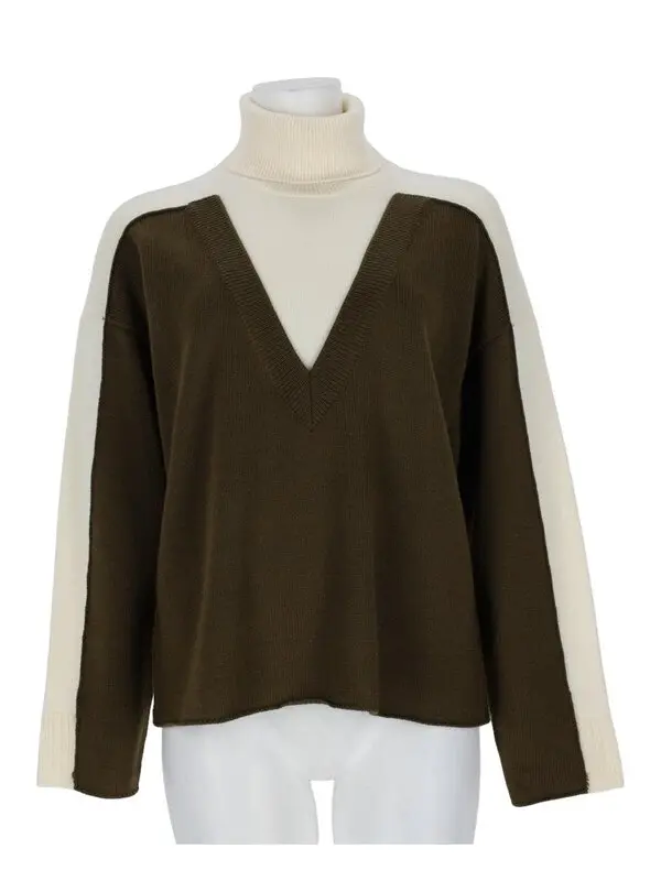 MAISON MARGIELA Colorblock Mock Neck Knit Sweater - White