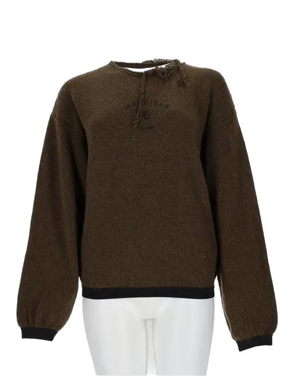MAISON MARGIELA Distressed Logo Knit Sweater - Brown